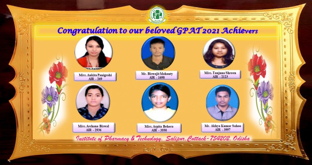 GPAT Achievers – Institute of Pharmacy Technology, Salipur